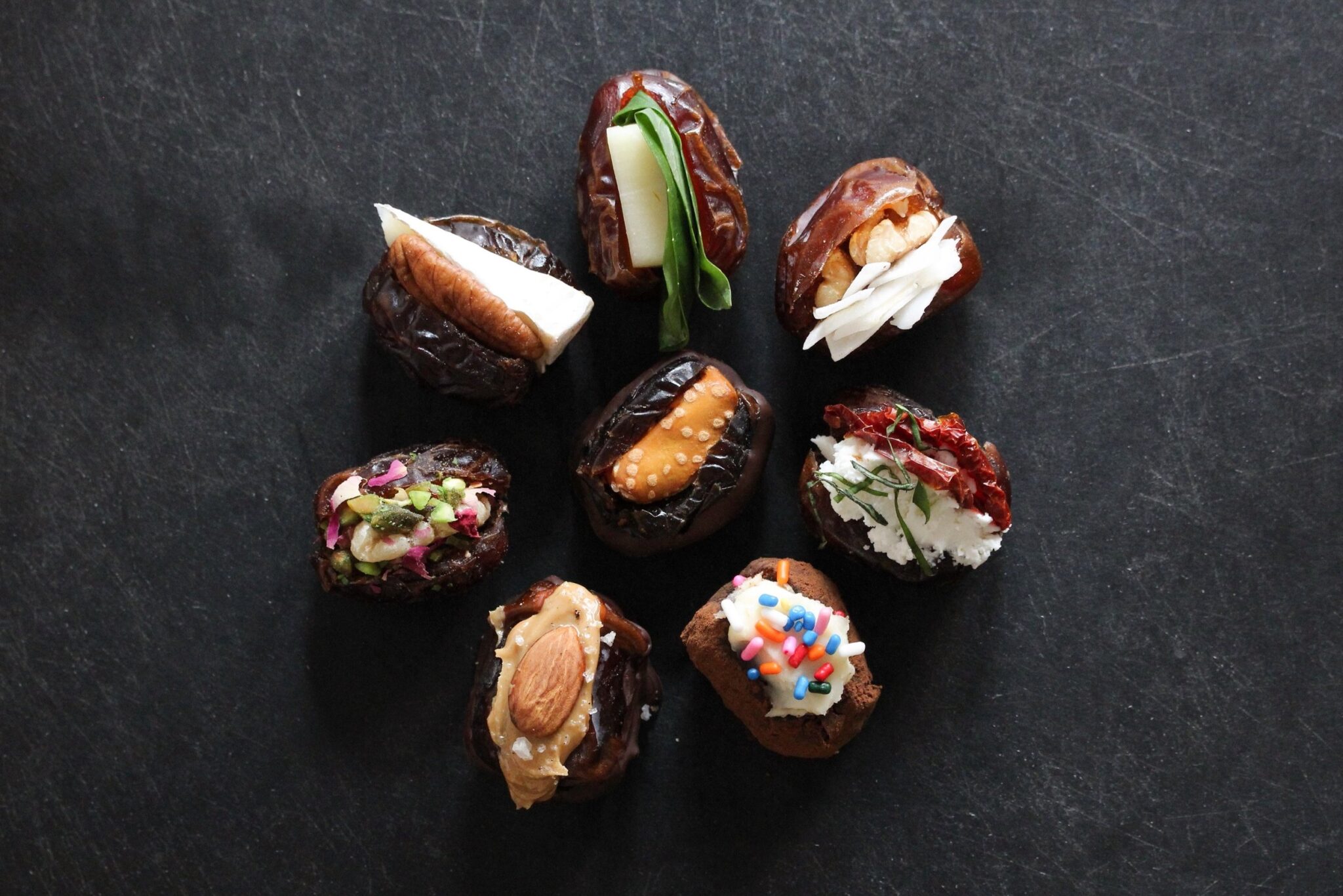 Stuffed Dates Eight Ways - Cardamom and Tea