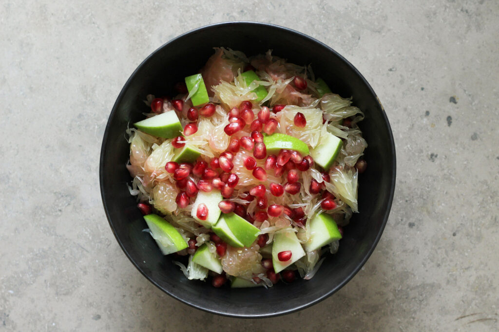 flower-water fruit salad - Cardamom and Tea
