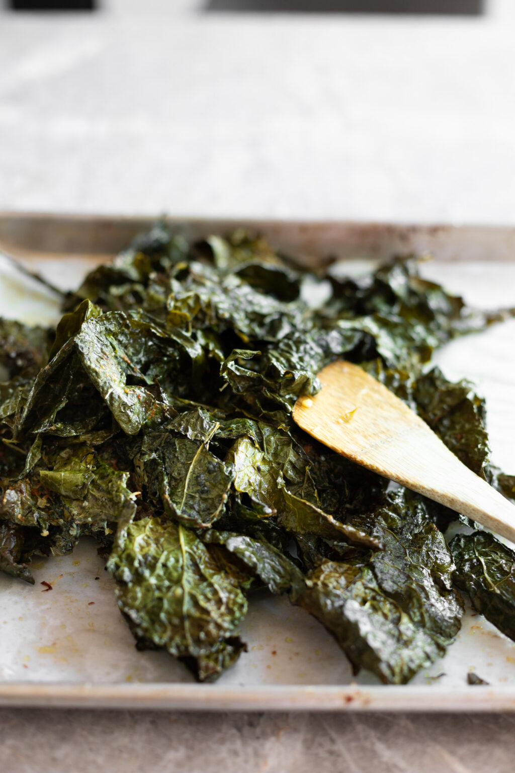 Crispy Roasted Kale (the easiest way) - Cardamom and Tea